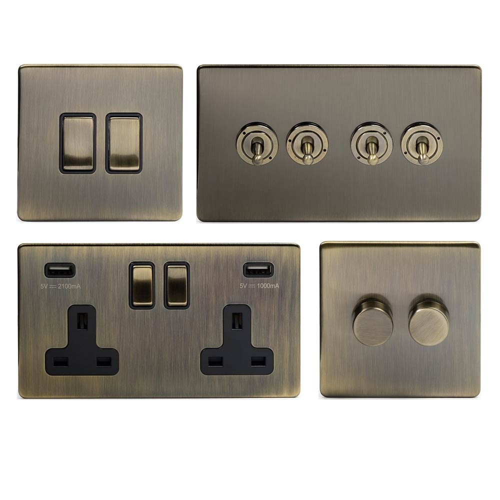 Period electrical sockets & switches - metallic or wooden backplates