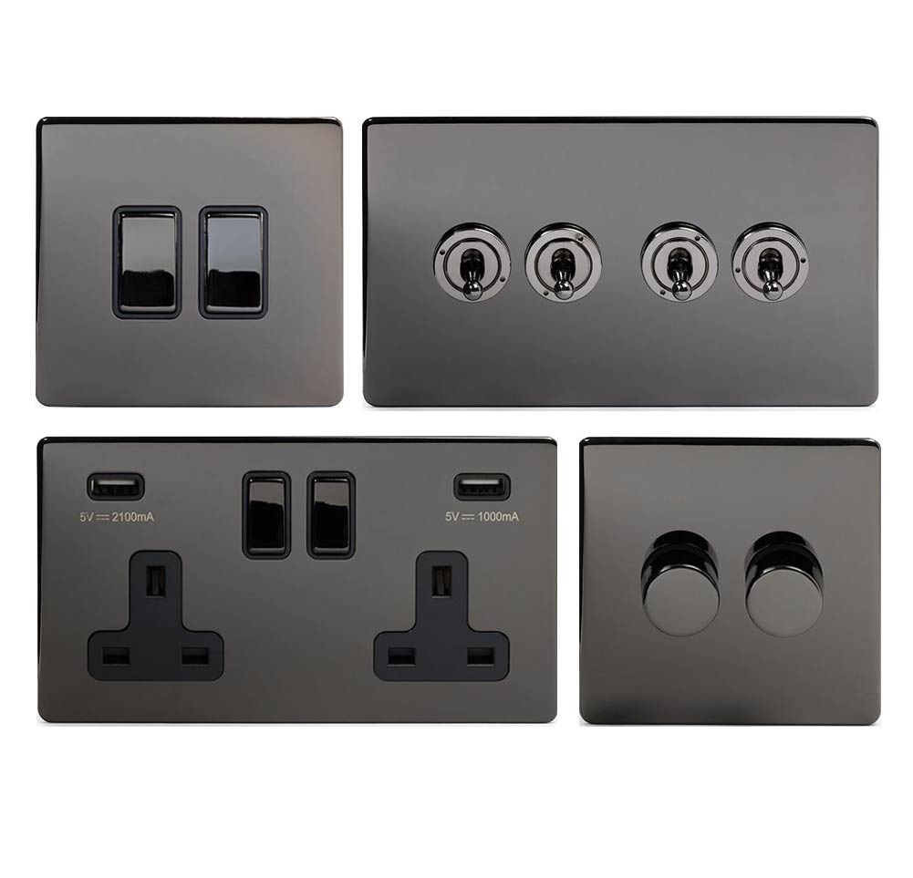 Period electrical sockets & switches - metallic or wooden backplates