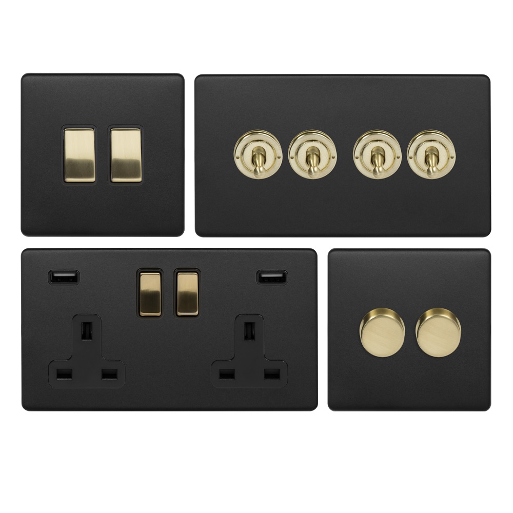 Period electrical sockets & switches - metallic or wooden backplates