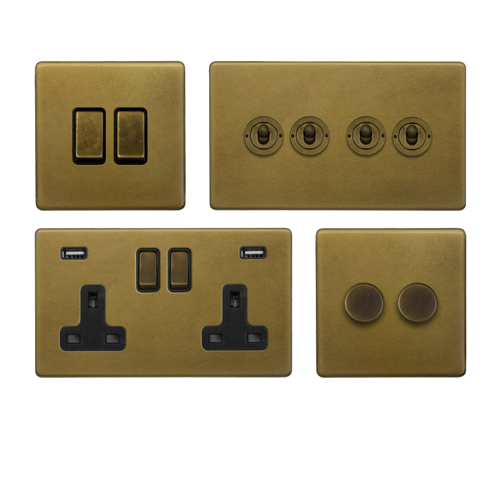 Period electrical sockets & switches - metallic or wooden backplates
