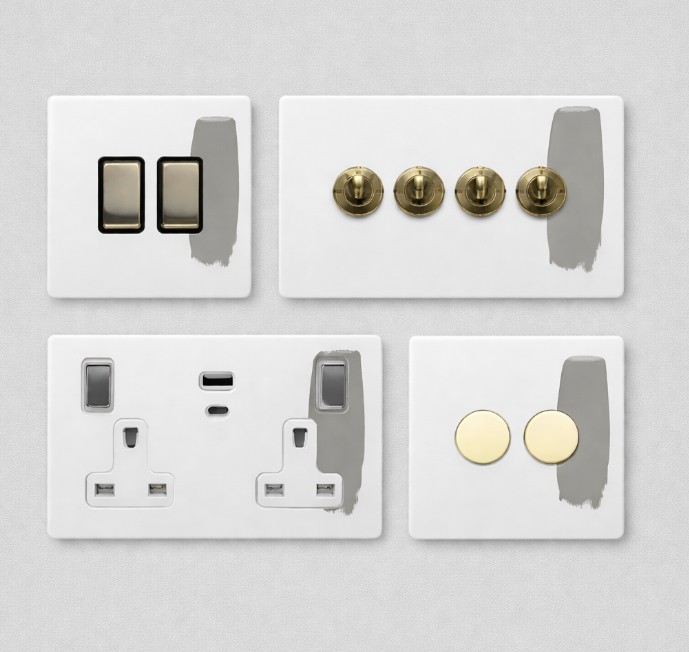 Period electrical sockets & switches - metallic or wooden backplates