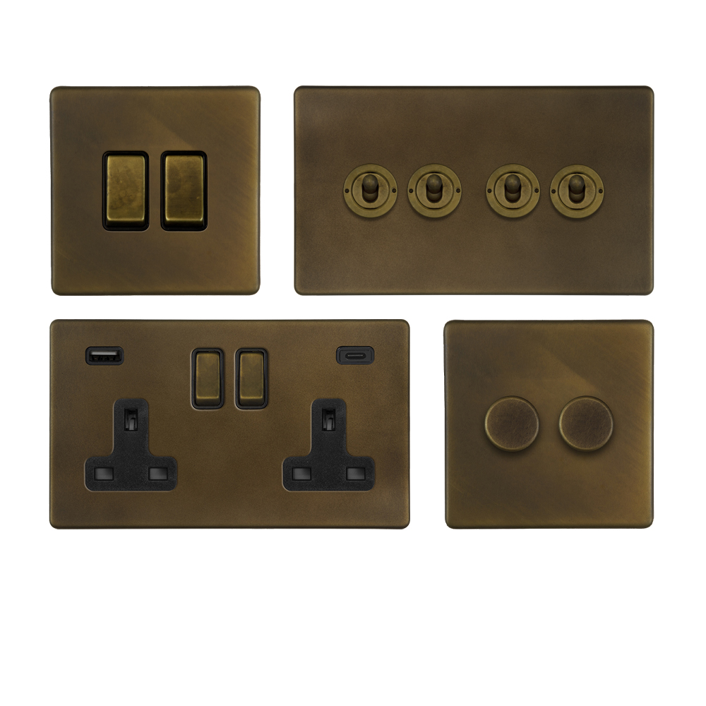 Period electrical sockets & switches - metallic or wooden backplates