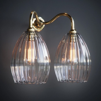 Jules Clear Ribbed Glass Double Wall Light