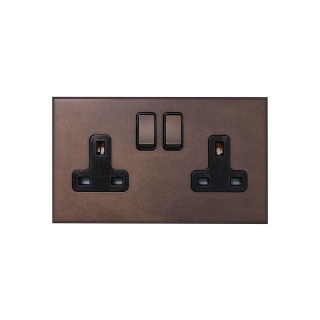 Heritage Bronze 2 Gang 13A Double Pole Switched Socket with Black ...