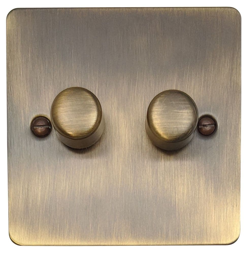 Flat Antique Bronze Dimmer (2 Gang/400W)