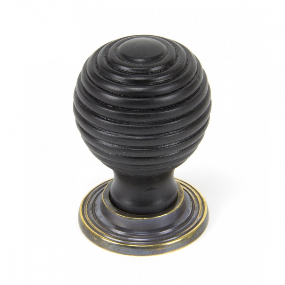 Ebony & Aged Brass Beehive Cabinet Knob - Large