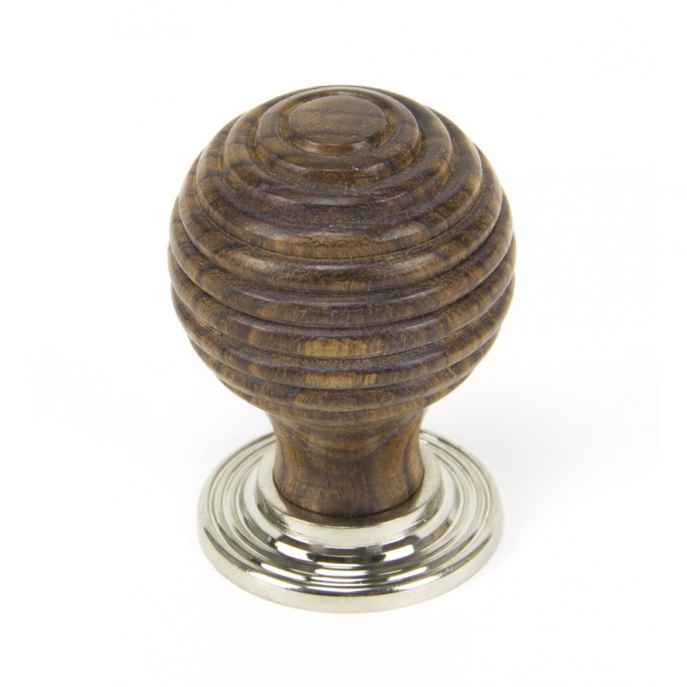 Rosewood & Polished Nickel Beehive Cabinet Knob - Small