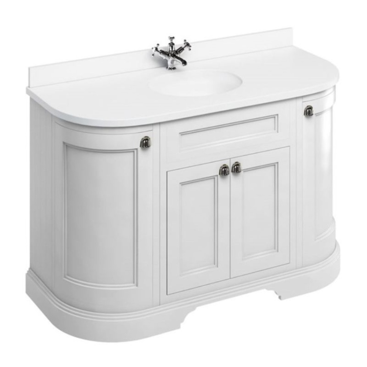 Burlington Curved Vanity Unit with Minerva Worktop, 134cm with Doors ...
