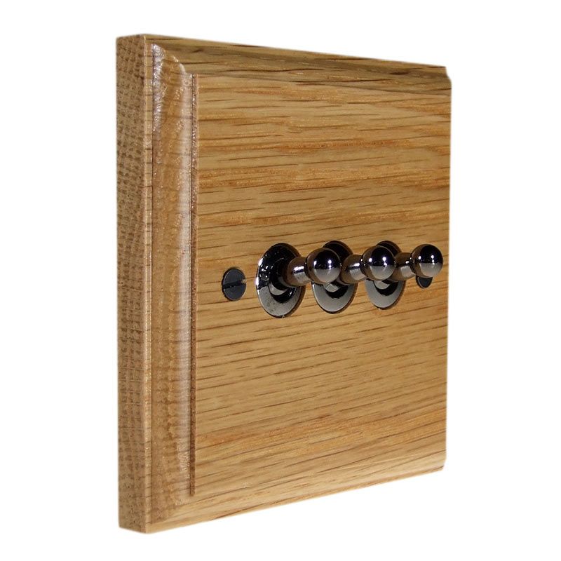 Classic Wood 3 Gang 2Way 10Amp Black Nickel Toggle Switch in Solid ...