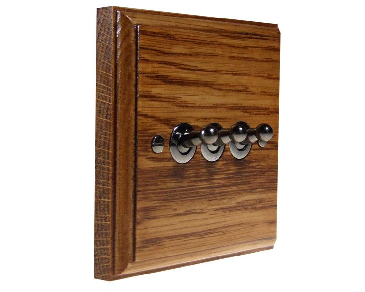 Classic Wood Black Nickel Toggle Switch 3 Gang 2way 10Amp in Medium Oak