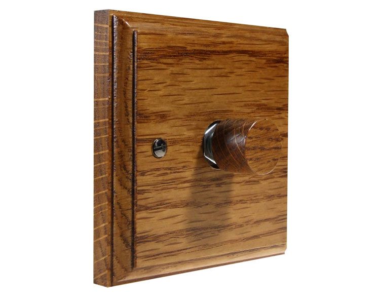 Classic Wood 1 Gang LED Dimmer Switch 2Way Push on/Push off in Medium Oak