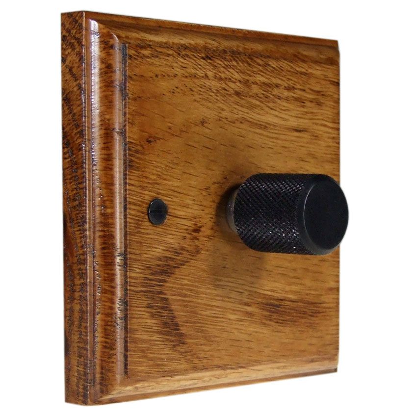 Classic Wood 1 Gang 2Way Push on/Push off LED Dimmer in Medium Oak with ...