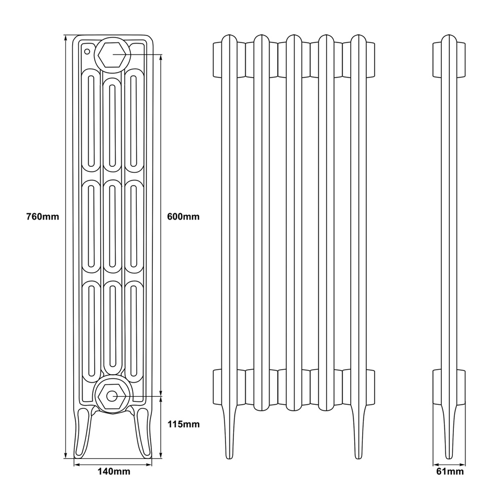 Victorian 4 Cast Iron Radiator 760mm