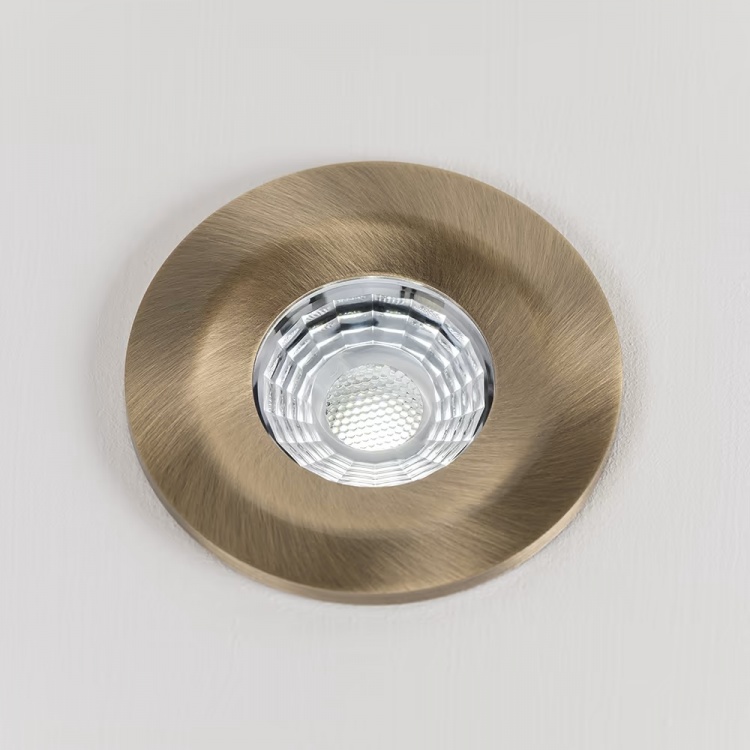 10 Pack - Antique Brass LED Downlights, Fire Rated, Fixed, IP65, CCT ...