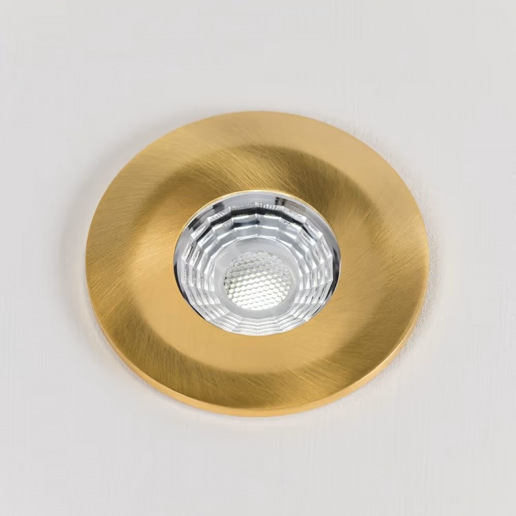 10 Pack - Brushed Gold LED Downlights, Fire Rated, Fixed, IP65, CCT ...