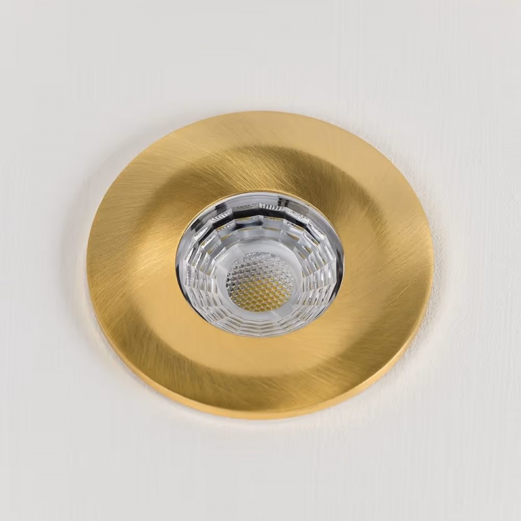 10 Pack - Brushed Gold LED Downlights, Fire Rated, Fixed, IP65, CCT ...