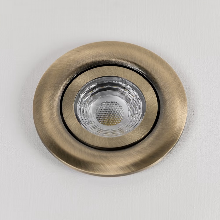 Antique Brass 3K Warm White Tiltable LED Downlights, Fire Rated, IP44 ...