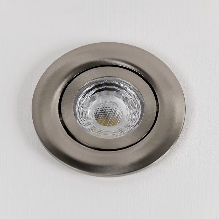 Brushed Chrome Adjustable 4K Cool White Tiltable LED Downlights, Fire ...