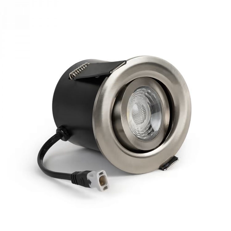Brushed Chrome Adjustable 4K Cool White Tiltable LED Downlights, Fire ...