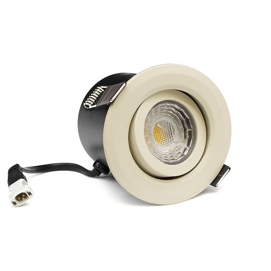 Cream 3K Warm White Tiltable LED Downlights, Fire Rated, IP44, High CRI ...