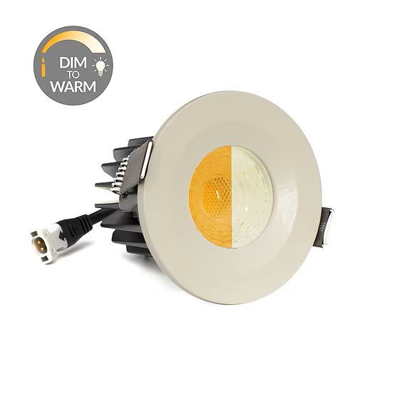 Cream CCT Dim To Warm LED Downlight Fire Rated IP65