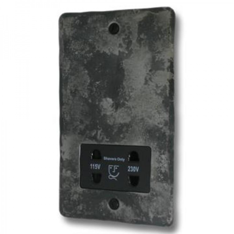 Flat Rustic Shaver Socket (Black Insert)