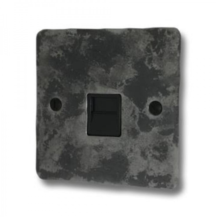 Flat Rustic Secondary Telephone Socket (Black Insert)