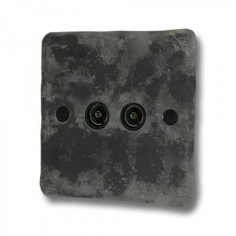 Flat Rustic Double TV Point (Black Insert)