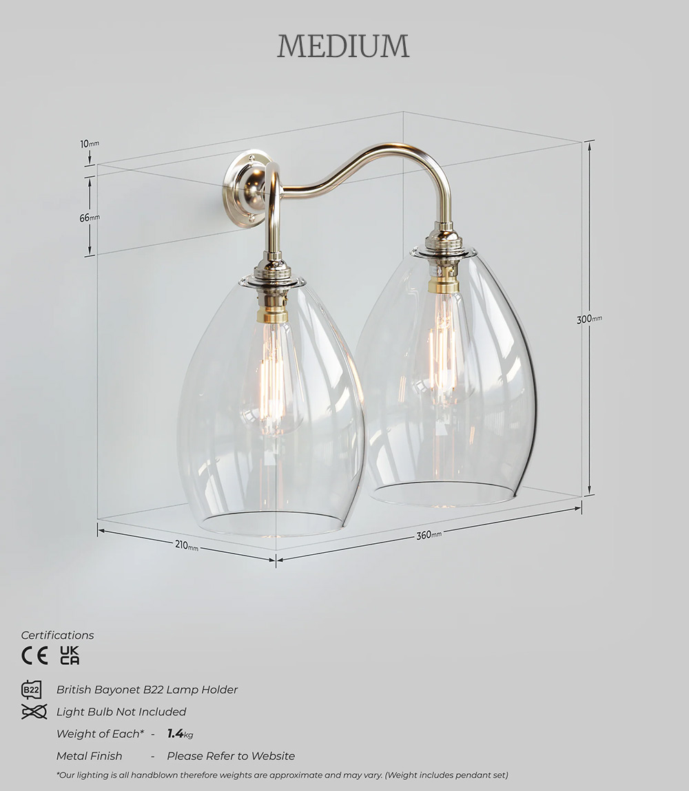 Jules Smoke Grey Glass Double Wall Light