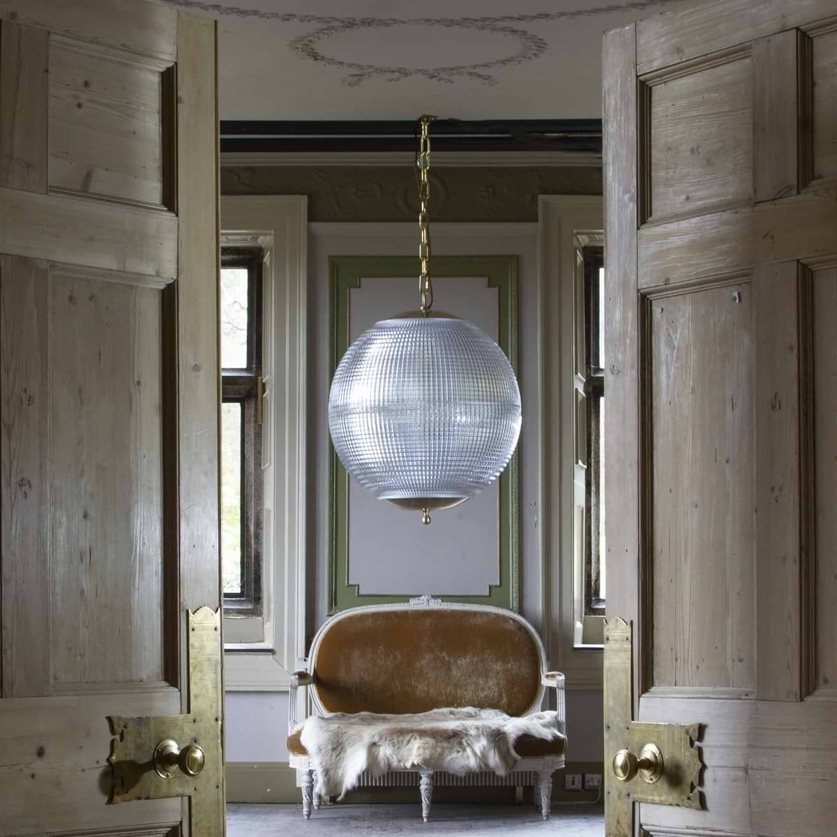 Hollen Globe Classic Unlacquered Brass Glass Pendant Light - The ...