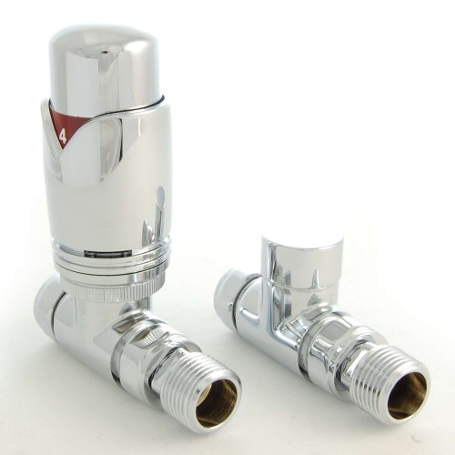 Realm Straight TRV Chrome Wheel-head & Lock-shield Radiator Valve