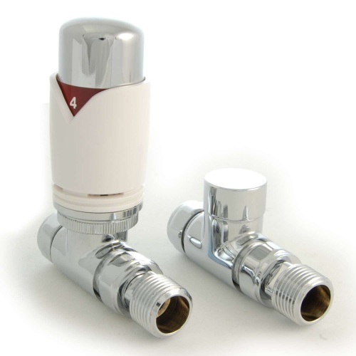 Realm Straight TRV White Wheel-head&Lock-shield Radiator Valve