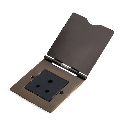 The Charterhouse Collection Aged Brass 13A 1 Gang Euro Module Floor Socket