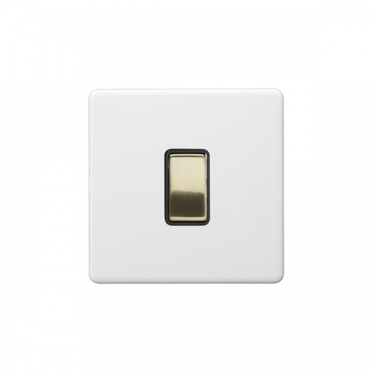 Primed Paintable 1 Gang Light Switch 2 Way 10A with Brushed Brass ...