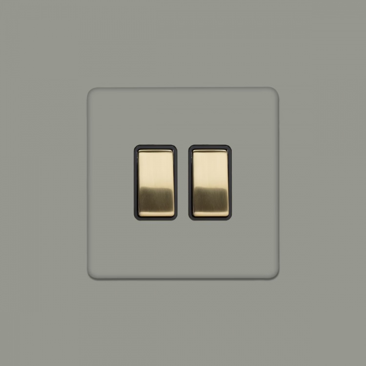 Primed Paintable 2 Gang Light Switch 2-Way 10A with Brushed Brass ...