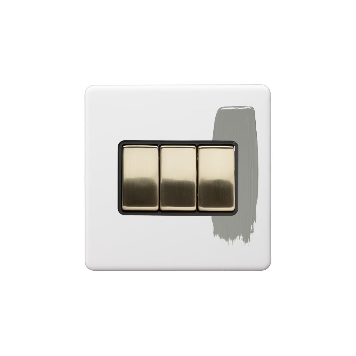 Primed Paintable 3 Gang 2 Way 10A Light Switch with Brushed Brass ...