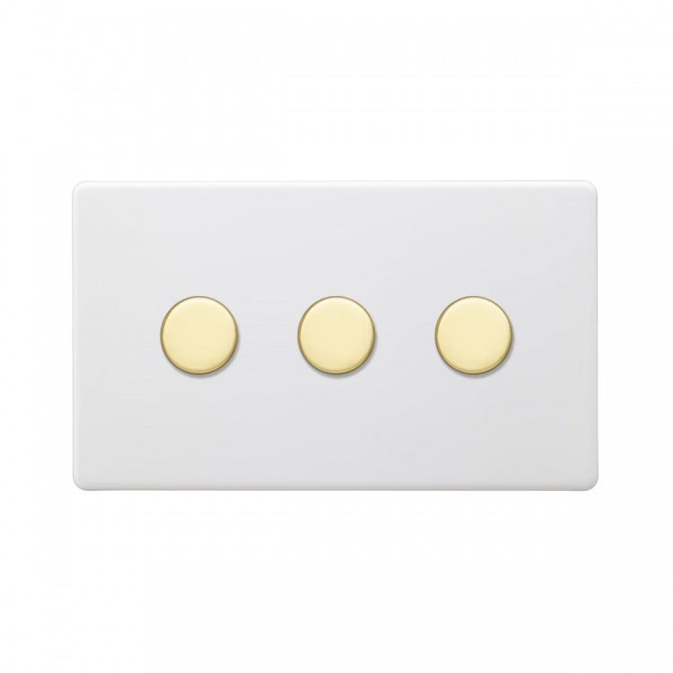 Primed Paintable 3 Gang 2 Way Trailing Edge Dimmer Switch 150W LED ...