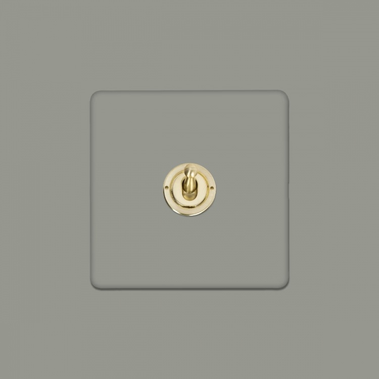 Primed Paintable 1 Gang Toggle Light Switch 2 Way with Brushed Brass Switch