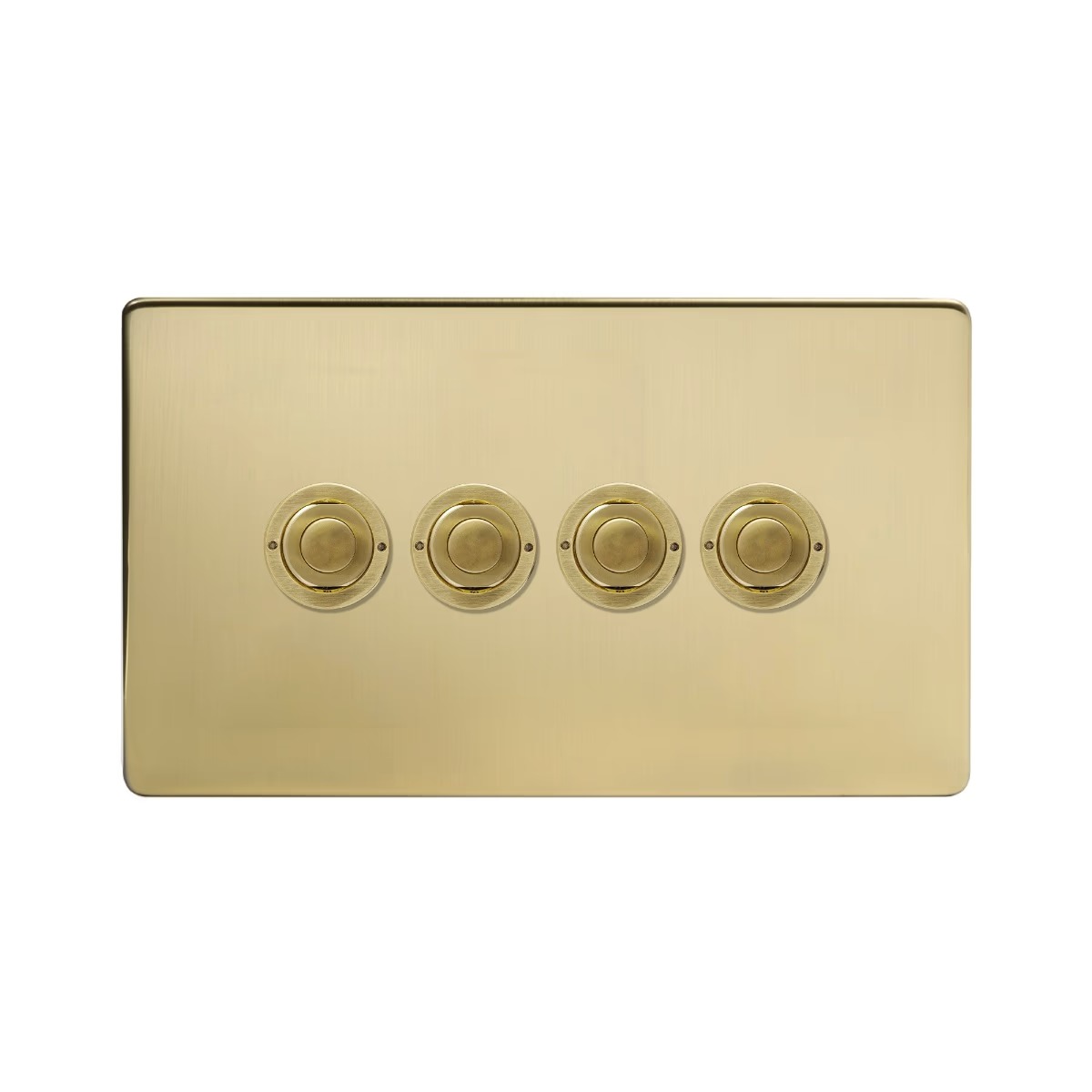 Brushed Brass 4 Gang 6A 2 Way Push Button Switch