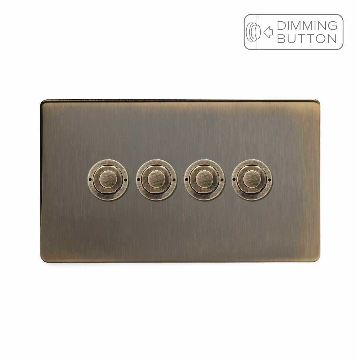 Antique Brass 4 Gang 6A Push Button Dimmer Switch