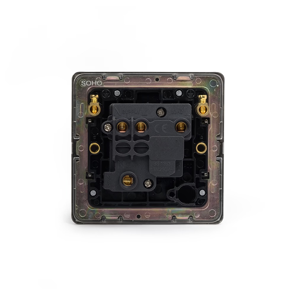Matt Black and Antique Brass 13A Double Pole Switched Fused Spur (FCU)