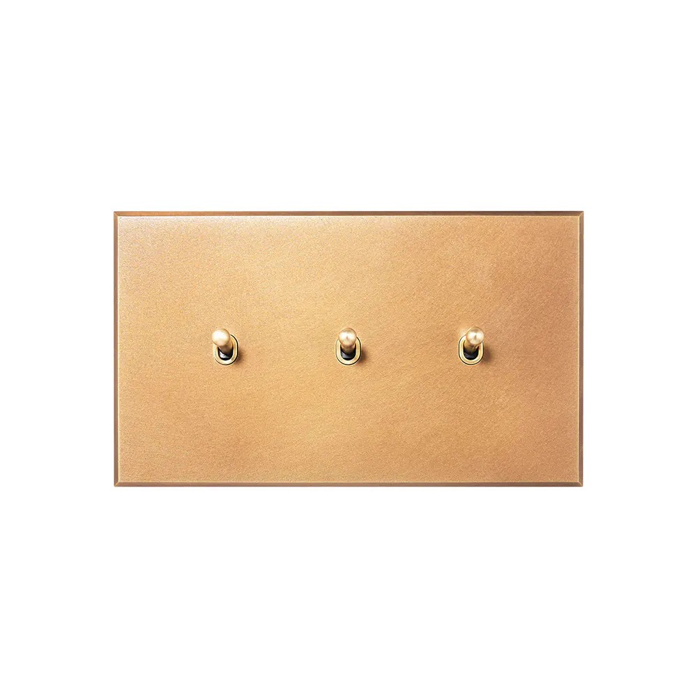 Natural Brass 3 Gang 20A 2 Way Retractive Toggle Switch - The Palaces ...