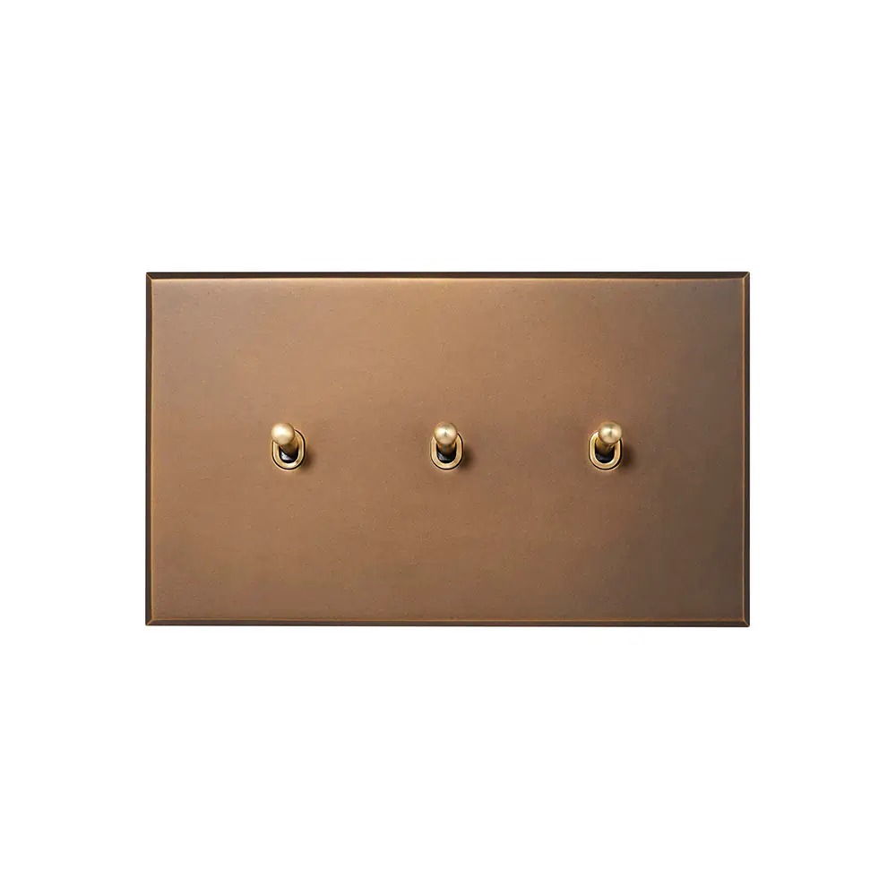 Aged Brass 3 Gang 20A 2 Way Retractive Toggle Switch - The Palaces ...