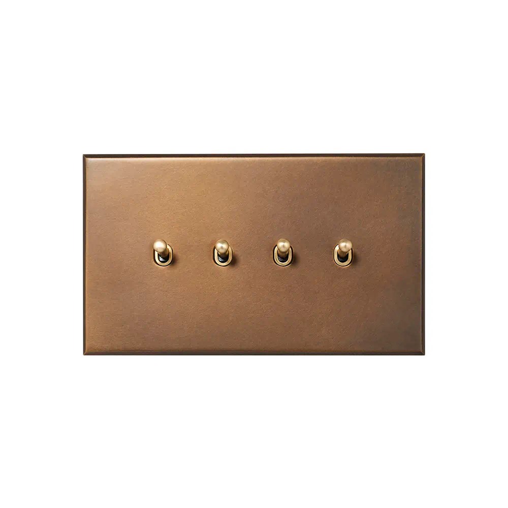 Aged Brass 4 Gang 20A 2 Way Retractive Toggle Switch - The Palaces ...