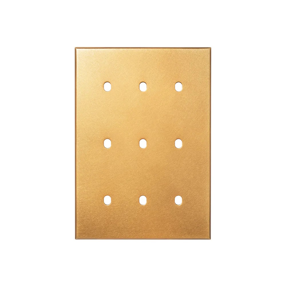 Natural Brass 9 Gang TM Module Grid Switch Plate - The Palaces Collection