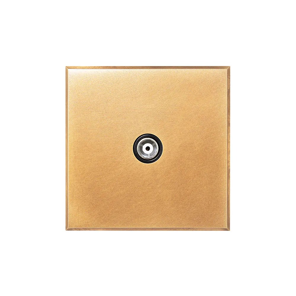 Natural Brass 1 Gang Coaxial TV Aerial Socket with Black Insert - The ...