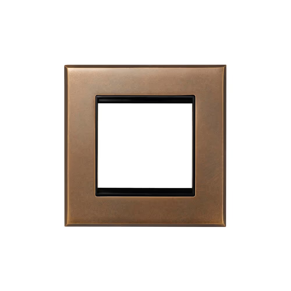 Aged Brass 2 x25mm EM Euro Module Wall Plate with Black Insert - The ...
