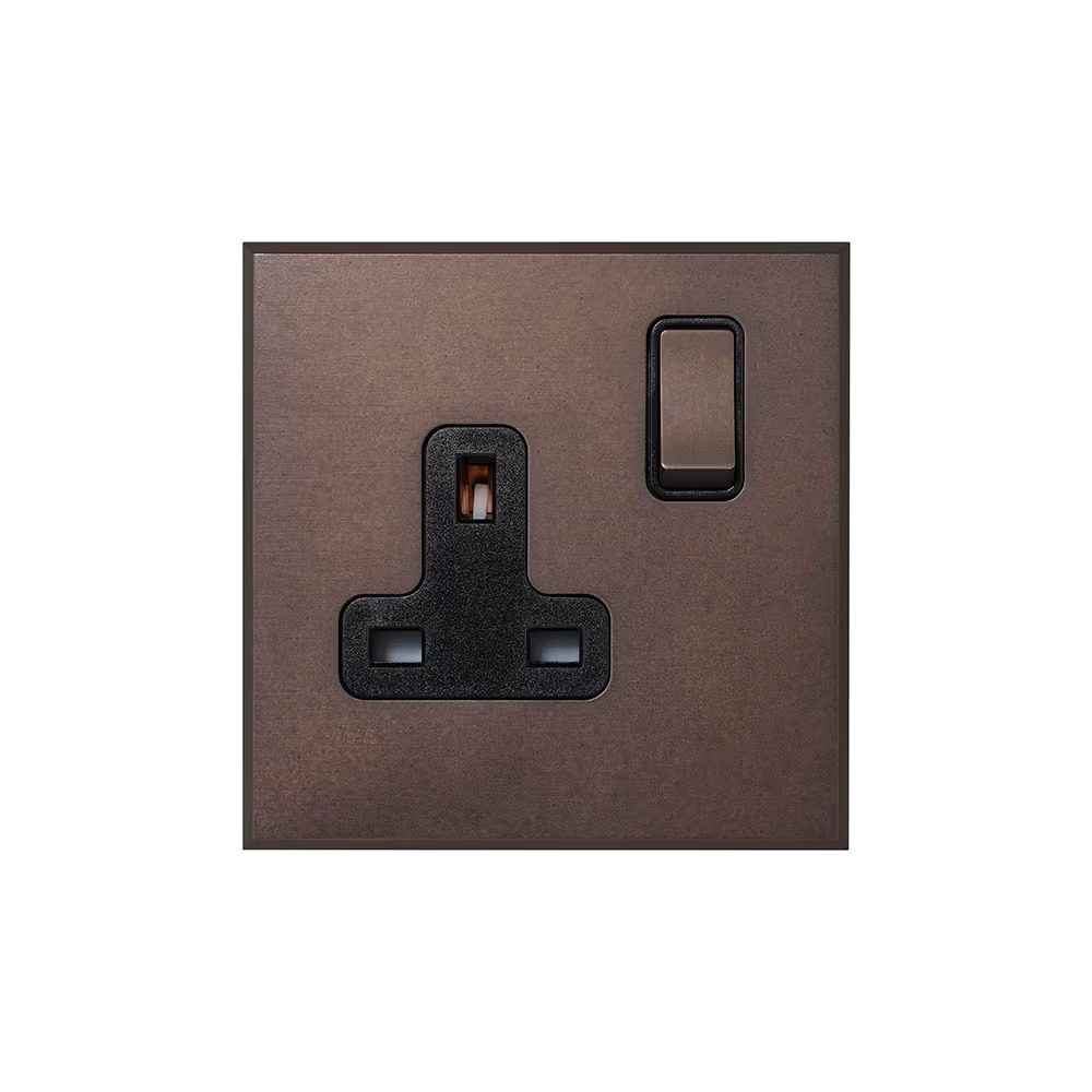 Heritage Bronze 1 Gang 13A Double Pole Switched Socket with Black ...