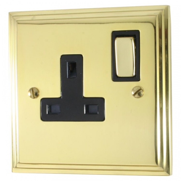 Victorian Cast Polished Brass Single Socket (Brass Switch)