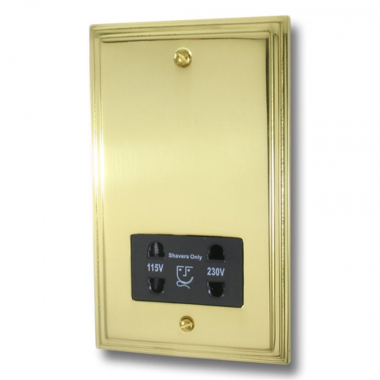 Victorian Cast Polished Brass Shaver Socket